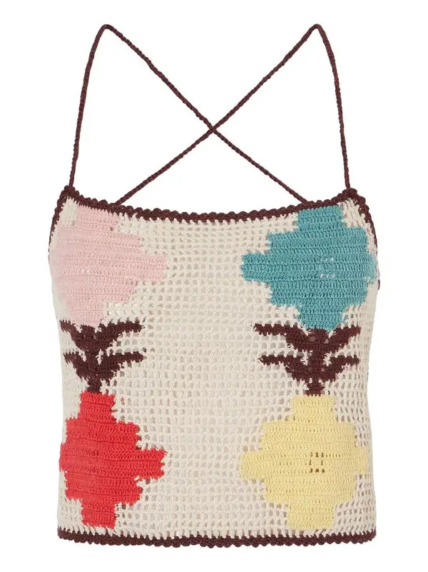 Alix Of Bohemia Eliza Daisy Cotton-knitted Halterneck Top - Multi