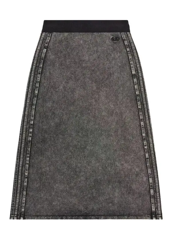 DIESEL® O-ermy Side Stripe Straight Midi Skirt - Grey