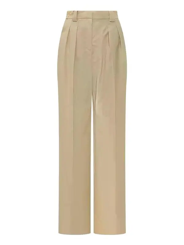 MOMS PANTS Pleated Wool Trousers - Neutrals