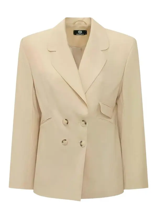 MOMS PANTS Double-breasted Wool Jacket - Neutrals