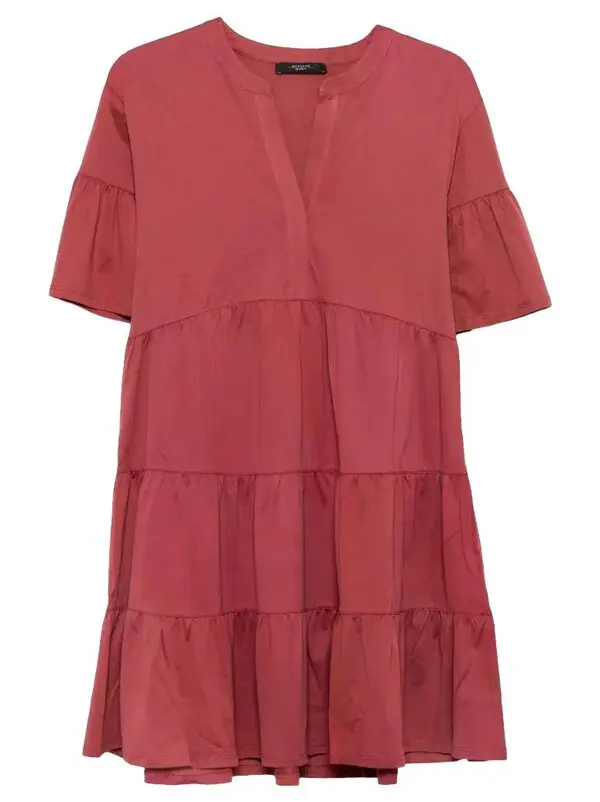 Max Mara Ruffled V-neck Mini Dress - Red