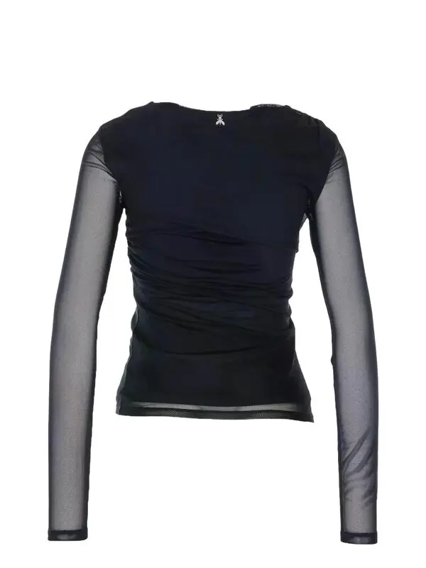Patrizia Pepe Long-sleeved Sheer T-shirt - Black
