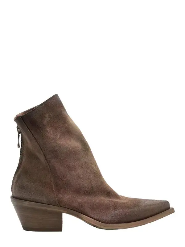 METISSE Dx2215 Rear-zip Pointed Boots - Brown