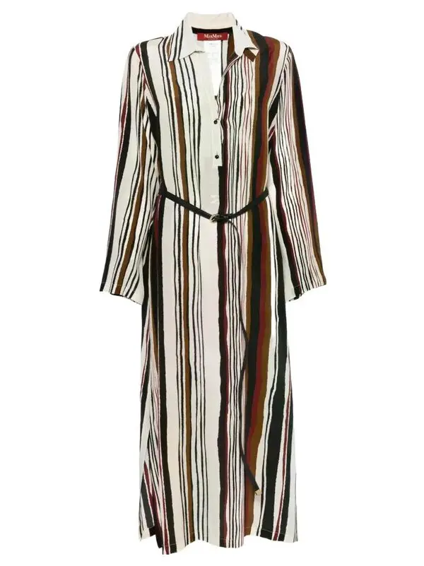 Max Mara Vanesio Striped Midi Shirt Dress - Neutrals