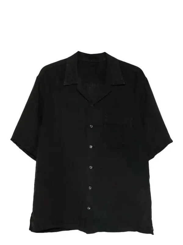 120% Lino Pocket Short-sleeve Shirt - Black