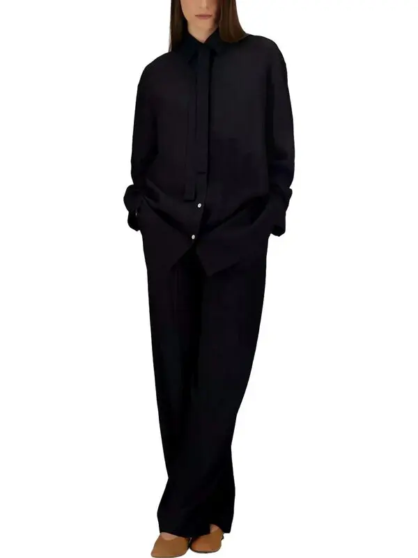 Herno Textured Finish Wide Leg Trousers - Black