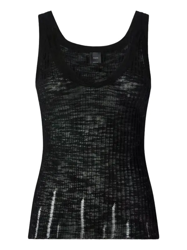 Pinko Ribbed Knit Cotton-blend Tank Top - Black