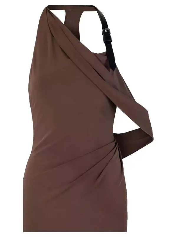 Monse Asymmetric Drape Cowl Dress - Brown