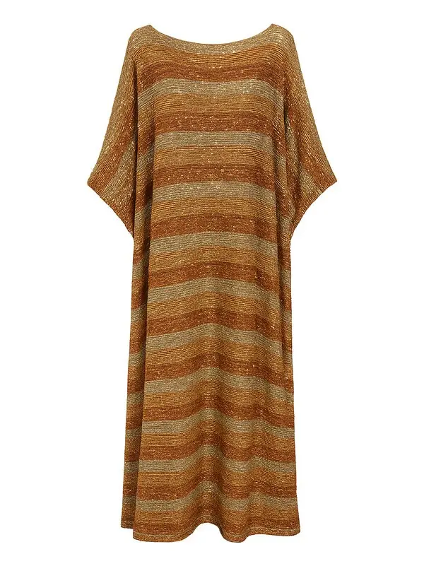 DIMA AYAD Striped Sequined Maxi Kaftan - Multi