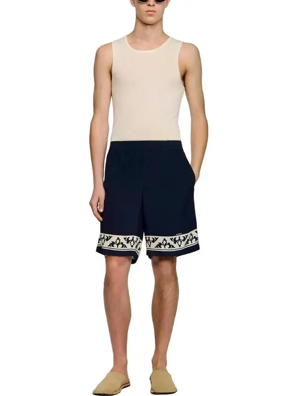 Sandro Contrast Pattern Flowy Shorts - Blue