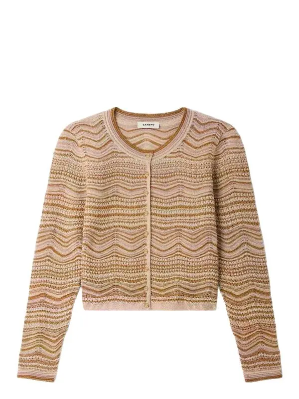 Sandro Wave-pattern Knit Cardigan - Neutrals