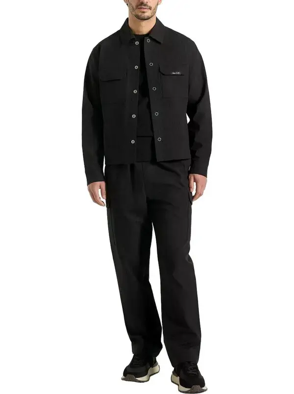 Manière De Voir Milo Textured Cargo Jacket - Black