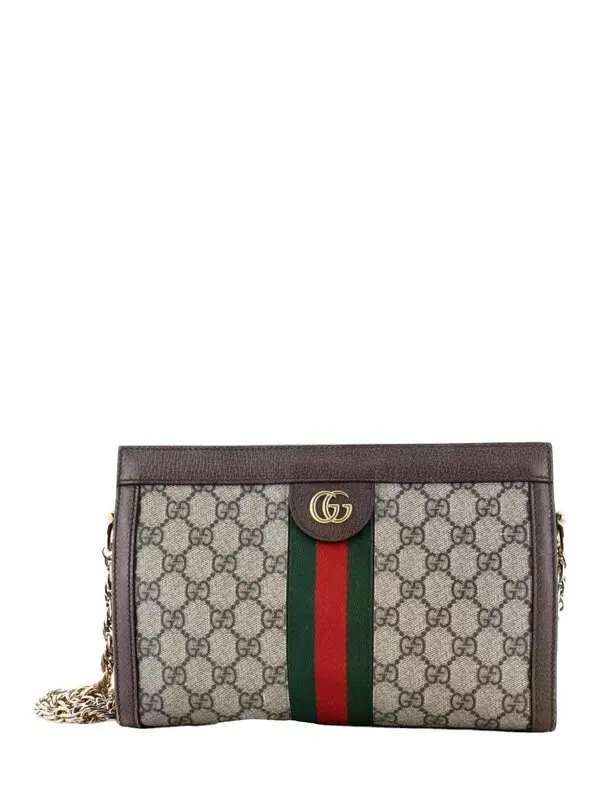Gucci Ophidia Chain Shoulder Bag Gg Coated Canvas - Brown