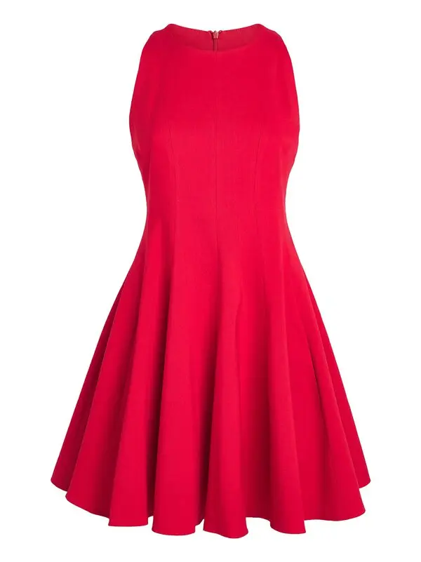 Maje Linen-blend Mini Fit-and-flare Dress - Red