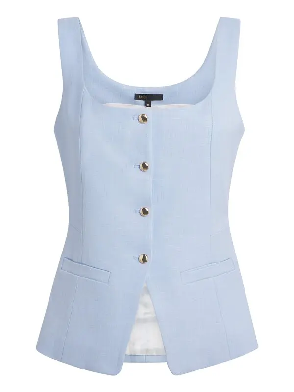 Maje Square-neck Waistcoat - Blue