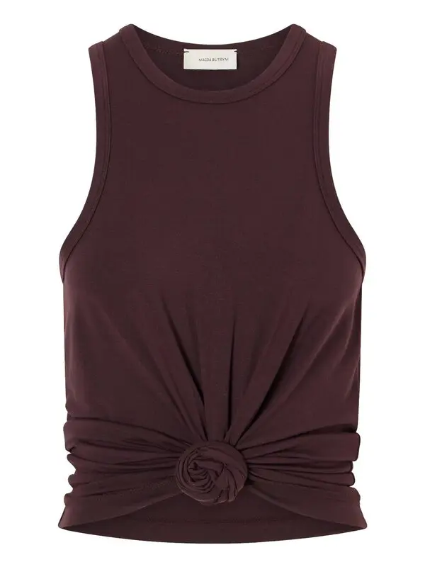 Magda Butrym Cotton-stretch Knot-detail Tank Top - Brown