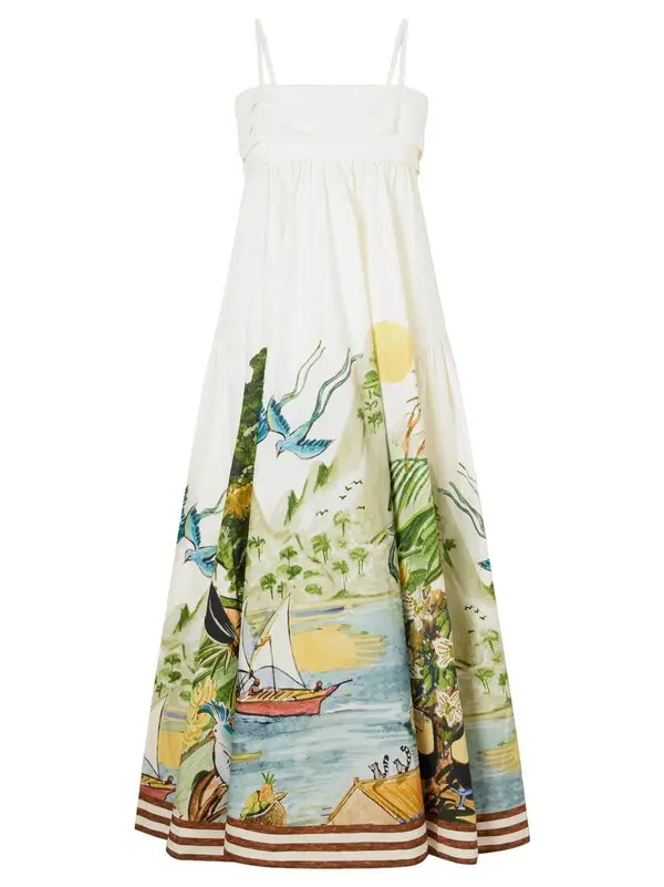 ALEMAIS Printed Organic Cotton Midi Dress - Multi
