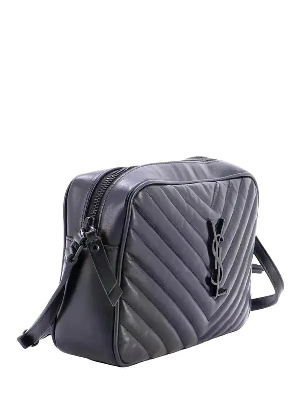 Saint Laurent Lou Camera Bag Matelasse Chevron Leather Small Crossbody Bag - Black
