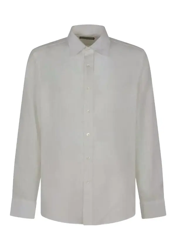 Canali Long-sleeved Linen Shirt - Neutrals