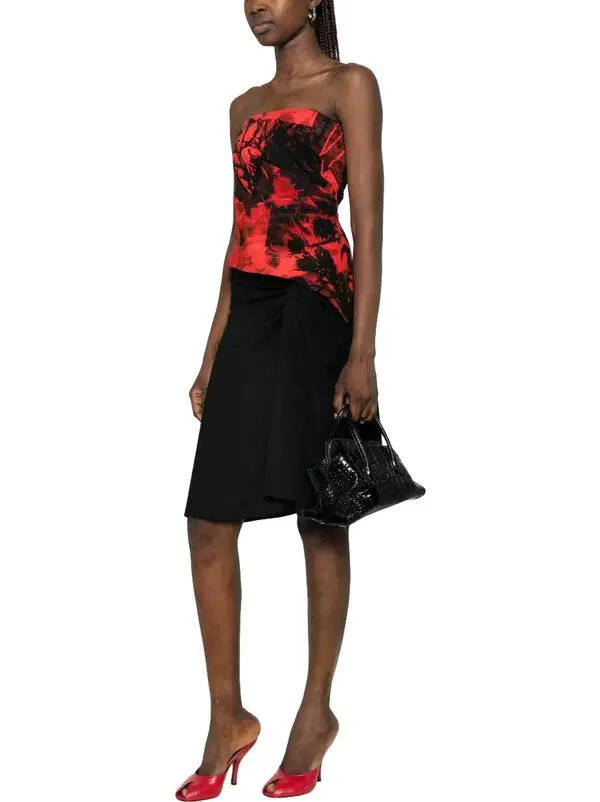 Alexander McQueen Strapless Floral Top - Red