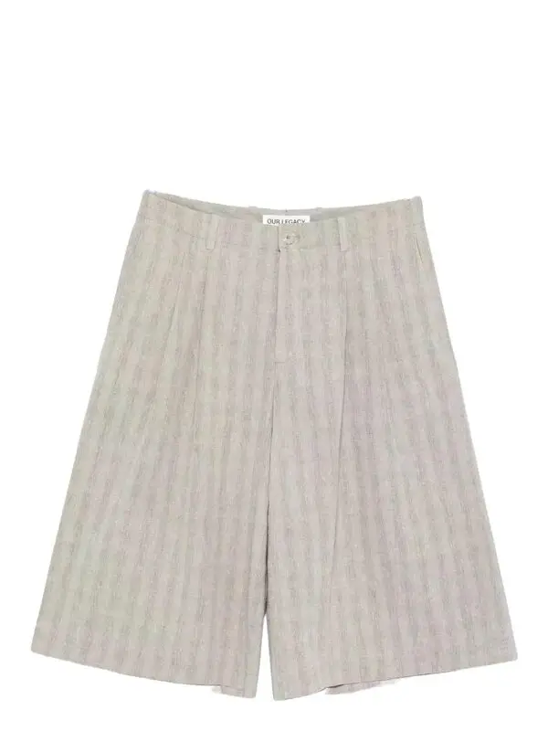 Our Legacy Split Checked Relaxed Tailored Shorts - Neutrals