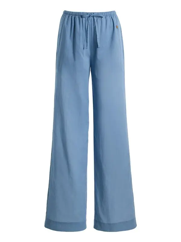 Eterne Brody Cotton Wide Leg Pants - Blue