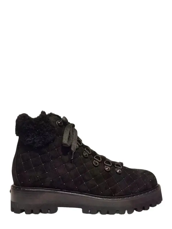 LE SILLA Quilted Lace-up Boots - Black