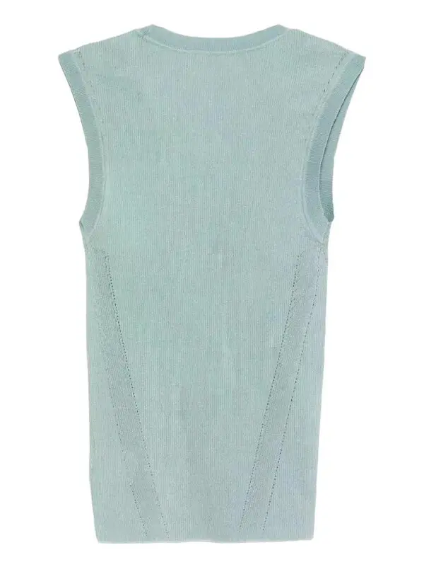 JOSEPH Alaou Ribbed Knit Sleeveless Scoop Neck Top - Blue