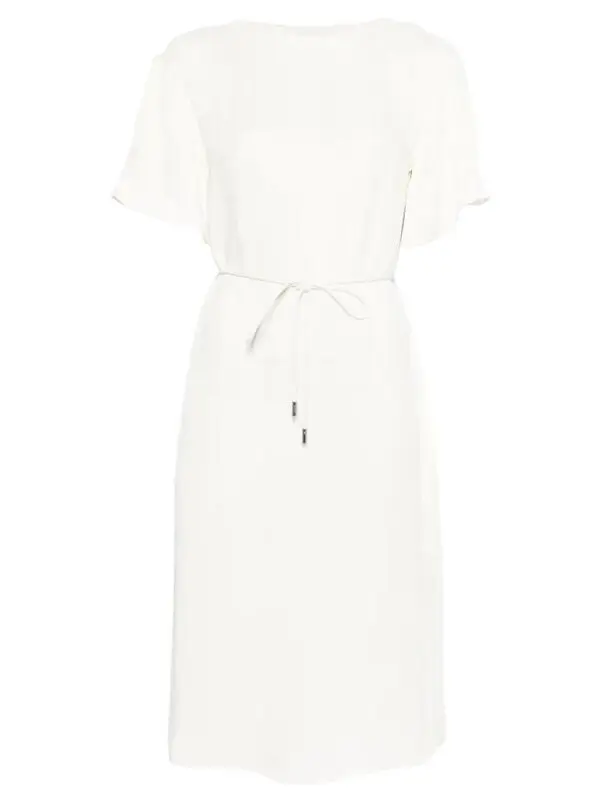 Herno Tie-waist Midi Dress - Neutrals
