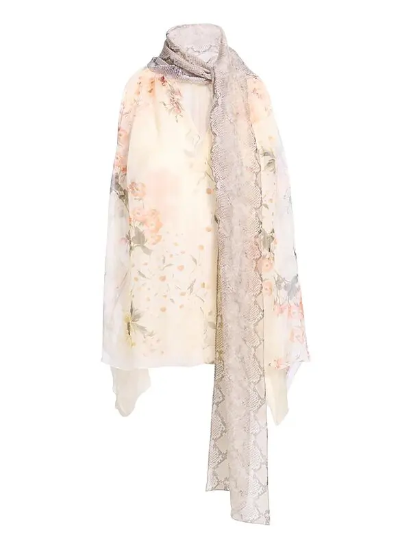 Elie Saab Halter Neck Printed Chiffon Blouse - Multi