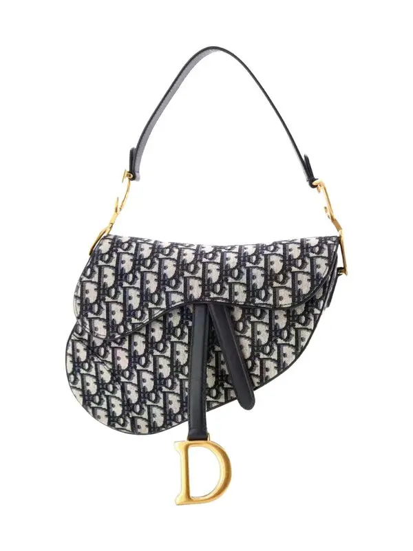 Dior Saddle Oblique Canvas Medium Shoulder Bag - Blue