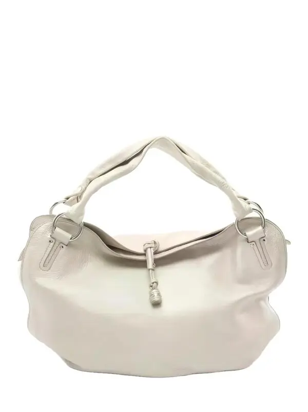 Celine 2000s Leather Tote Bag With Ring Hardware - Neutrals