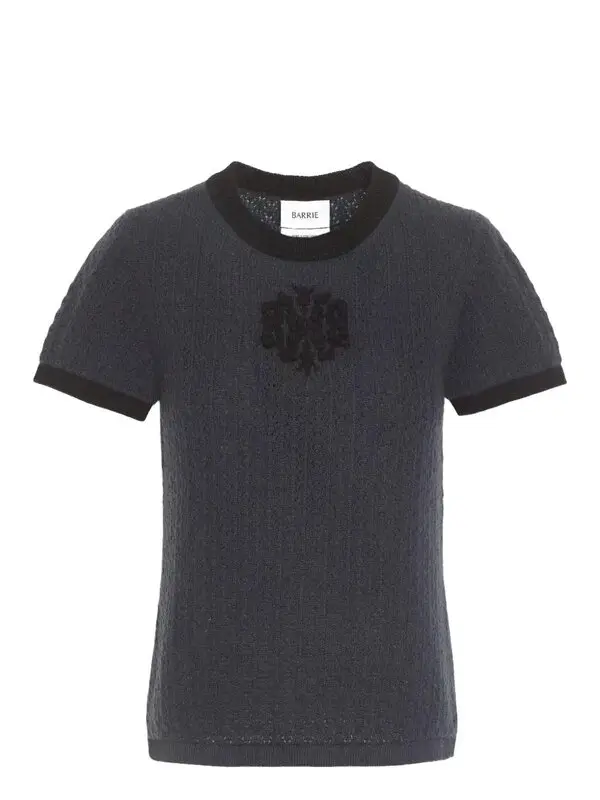 BARRIE Cashmere Top With Appliqu - Grey