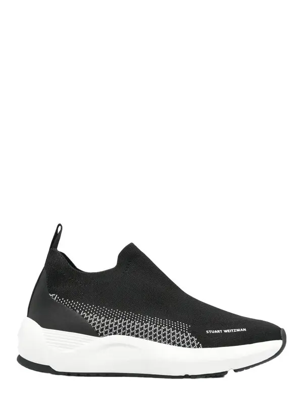 STUART WEITZMAN And White Knitted Slip-on Sneakers - Black