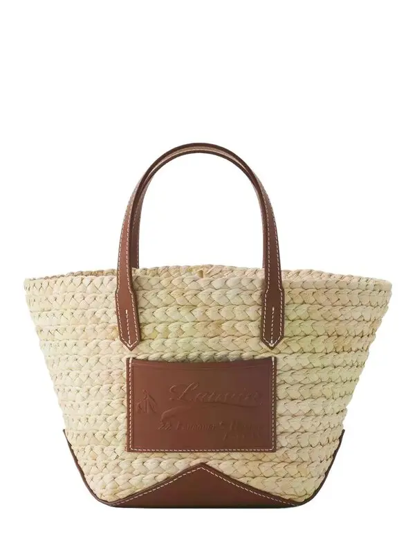 LANVIN Straw Tote Bag With Contrast Panelling - Neutrals