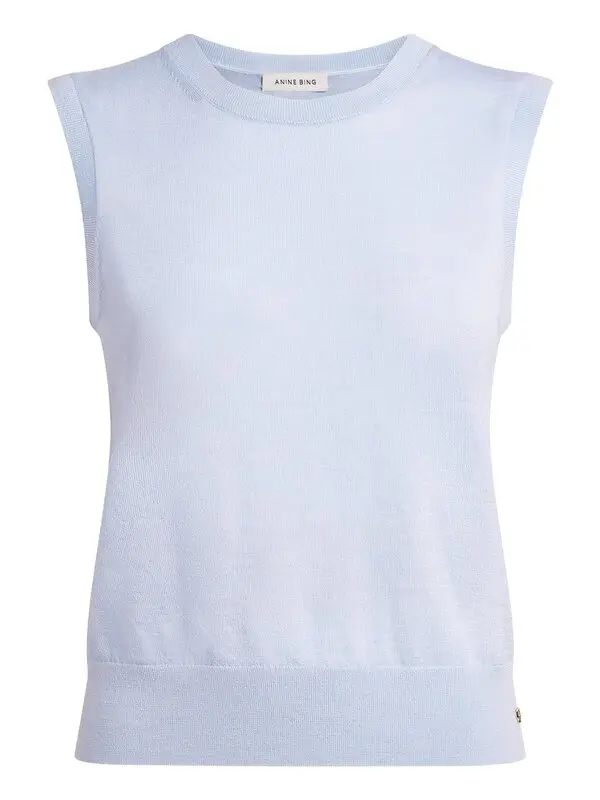 ANINE BING Moni Sleeveless Wool-cashmere Tank Top - Blue
