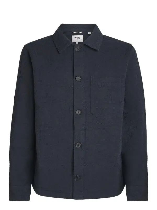WAX LONDON Cotton Jacquard Rockley Overshirt - Navy