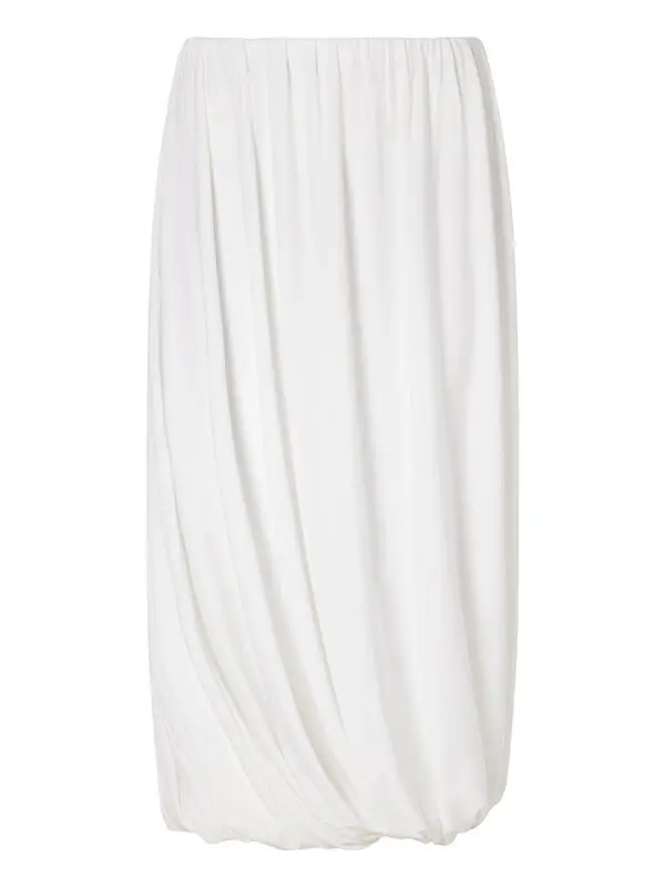 Norma Kamali Pleated Stretch Midi Skirt - White