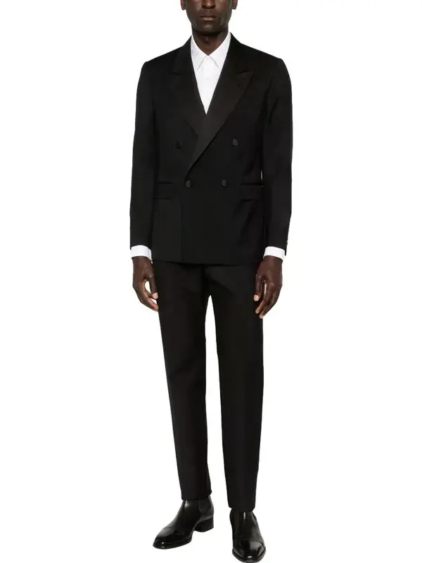LARDINI Peaked-lapel Double-breasted Jacket - Black