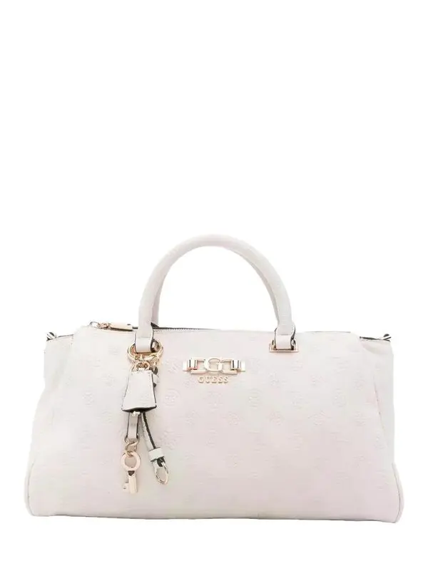 Guess Debossed Logo Detail Tote Bag With Key Charm - Neutrals