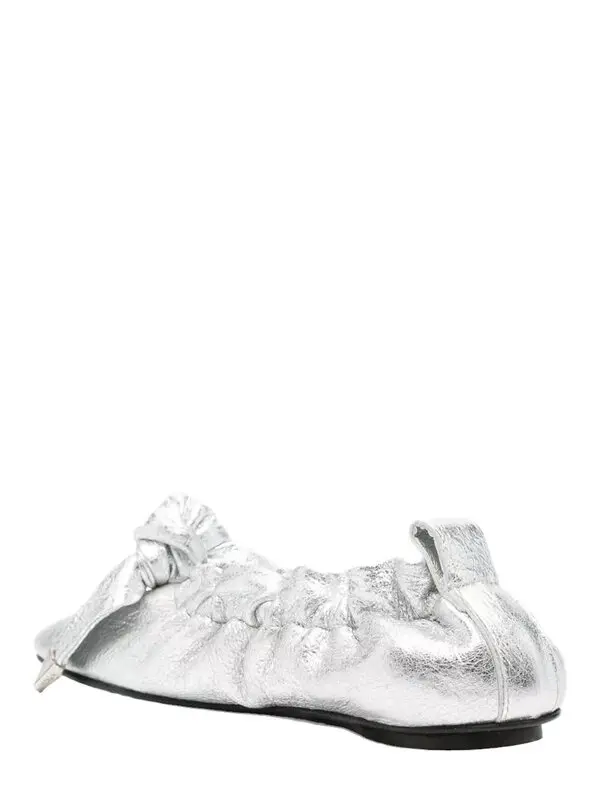 Toga Metallic Cracked Bow Ballet Flats - Silver