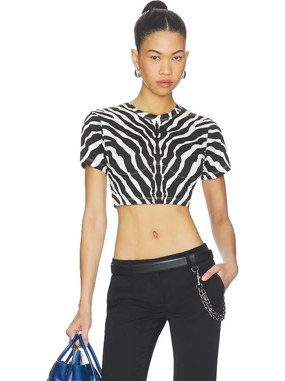 Attico Cropped T-shirt With Back Tie Closure - White,black