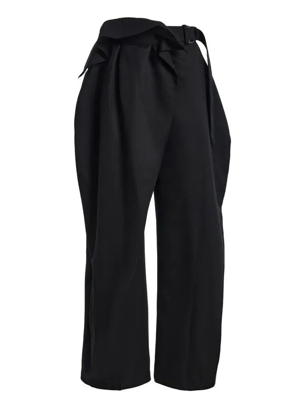 JW Anderson Fold-over Wool Trousers With Buckle Detail - Black