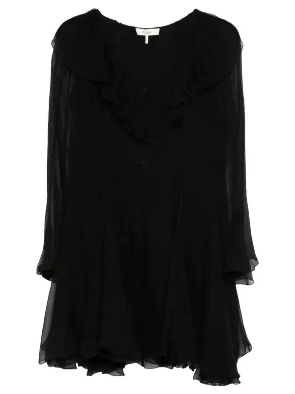 Chloé Ruffled Mini Dress - Black