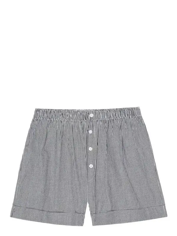 The Great. Button Gingham Shorts - Black