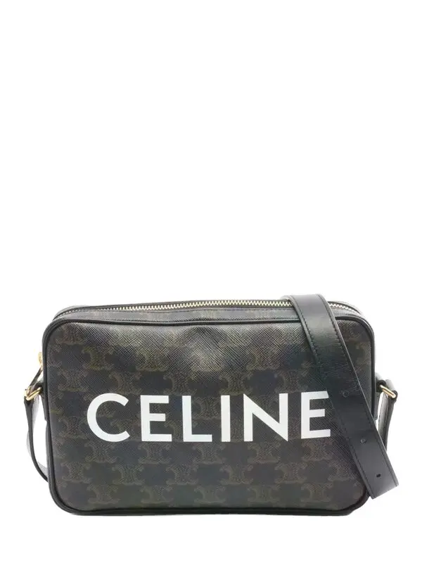 Celine Medium Triomphe Coated Canvas Messenger Bag - Black