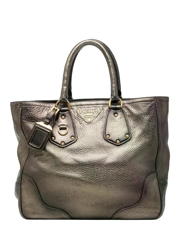 Prada Vitello Daino Antik Shopping Tote Satchel - Brown