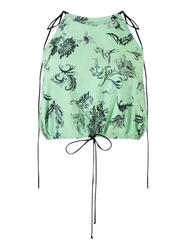 Rosie Assoulin Sleeveless Floral Print Top - Green