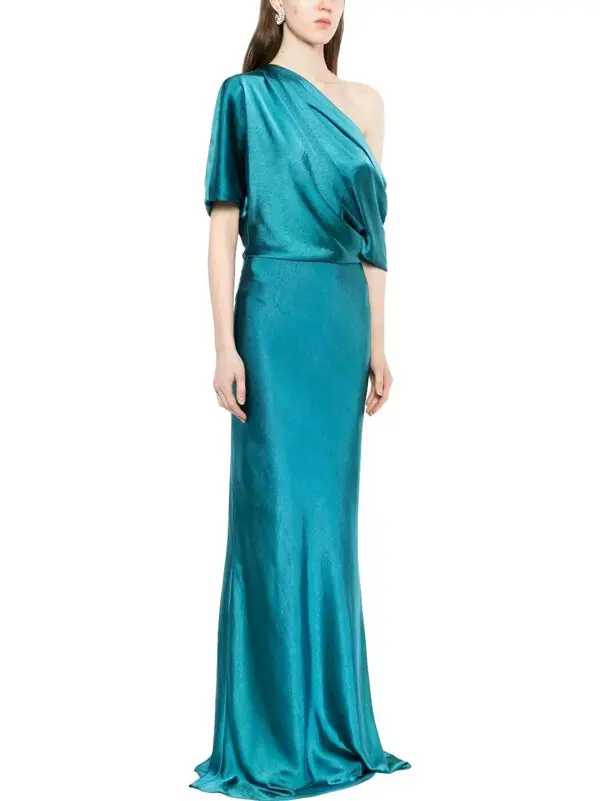 Amsale Off-shoulder Draped Maxi Dress - Blue
