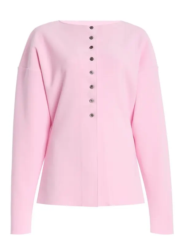 BIRROT Lay2 Boatneck Crepe Cardigan With Button Detail - Pink